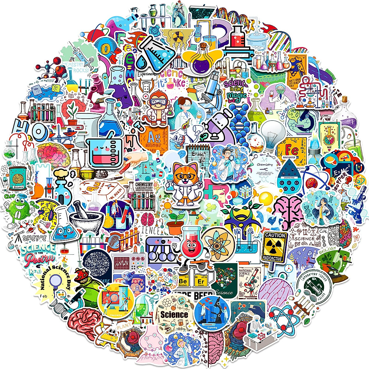 300 PCS Science Stickers, Teacher Stickers for Kids, Physics Math Experiment Waterproof Stickers for Water Bottles Laptop Skateboard Notebook