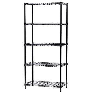 SINGAYE 5 Tier Storage Rack Wire Shelving Unit Thicken Heavy Duty Storage Shelves for Pantry Closet Kitchen Laundry 880Lbs Capacity 13.38"x 23.22"x 59.05"(DxWxH) Black