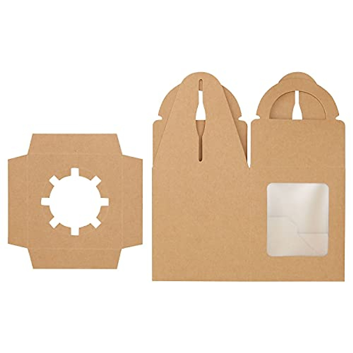 Kraft Paper Cupcake Gift Boxes with Clear Display Window, Individual Serving Bakery Box (100 Pack)