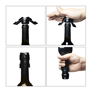 Champagne Stoppers Stainless Steel Black Sealer Stopper 3 Pack for Champagne Cava Prosecco Sparkling Wine No Leaks No Spills Stainless Steel Sparkling Wine Stopper