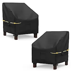 Outdoor Chair Covers For Patio Furniture Waterproof, Gorpche Patio Chairs Covers with Fastener Windproof Buckle Straps, Heavy Duty Lawn Outdoor Furniture Covers fits up to 29 x 30 x 36 inches(2 Pack)