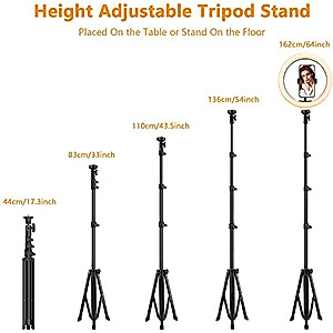 10" Selfie Ring Light with Tripod Stand with Phone Holder, SUMCOO Dimmable LED Beauty Ringlight for Makeup/Live Stream/TikTok/YouTube Video, Compatible with iPhone, Android Phone