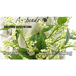 AUSBENDER DewberrySpray 5pcs Berry Spray Americana／Picks Faux Berry 30.7" Blossom Tall Plant Outdoor Floral Arrangement Decoration Berries Crafts Home Decor Holiday Wedding Parties Primitive(White)