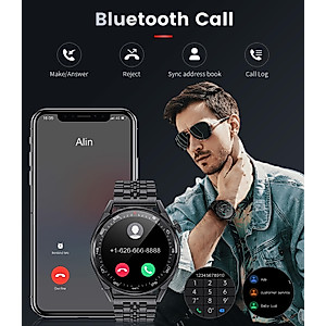 Smart Watches for Men (Answer/Make Calls),1.39'' HD Touchscreen,100 Sports Modes,IP68 Waterproof Smartwatch with Blood Pressure/Heart Rate Monitor/Blood Oxygen for Android and iOS Black