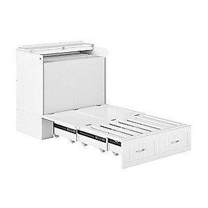 Bowery Hill Murphy Twin XL Bed Chest with Charging Station in White