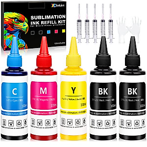 Xcinkjet Sublimation Ink Refilled for Epson C88 C88+ WF7720 ET2720 WF7710 ET2650 ET2750 WF2750 WF3620 Printer(1*Black 1*Cyan 1*Magenta 1*Yellow,4-Pack)