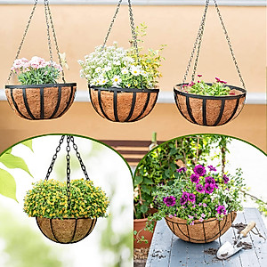 LCHUANG Coco Liners for Planters - 4 Pack 14 Inch Round Hanging Basket Liners, 100% Natural Coconut Fiber Replacement Liners for Hanging Baskets Planters Flowers, Plants, Vegetables (14'' Pack of 4)