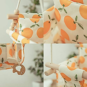 Canvas Baby Swing Seat Chair Indoor Outdoor Hanging Swing Seat for Baby with Soft Cushion/Safety Belt/Mounting Hardware,Orange