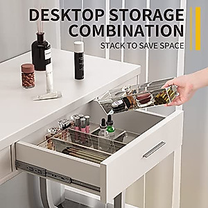 Kzemtcuo 16 Pcs Drawer Organizer Set 5-Size Non-Slip Bathroom Drawer Tray Dividers Versatile Storage Bins Plastic Organizers Divider Container For Dresser Makeup Kitchen Junk Drawer Organizer