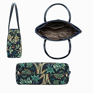 Signare Tapestry Shoulder Bag for Woman Travel or Work Tote Bags for Women In William Morris Blue Tree Of Life Design|COLL-ART-WM-TLBL