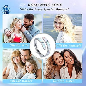 lotus & leaf Opal Ring 925 Sterling Silver Inspirational Rings Faith Hope Love Ring Stocking Stuffers Gift for Women