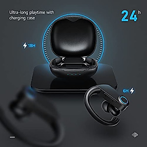 seenda Bluetooth Earbuds Wireless Headphones, True Wireless Stereo Sports Earphones, Bluetooth 5.0, IPX7 Waterproof Stereo Sound, Sweatproof Over Ear Earphones for Sports Running Workout Gaming Black