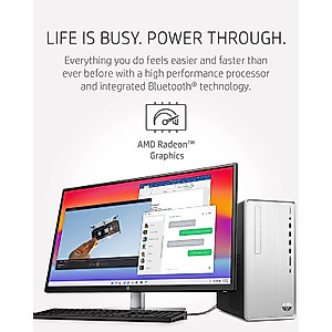 HP Pavilion TP01-2019 Desktop Mini Tower, AMD R5 5600G (3.9 GHz) 12GB RAM, 512 GB PCIe NVMe SSD, AMD Radeon IGP Windows 11 Home 318J0AAR#ABL - Natural Silver (Renewed)