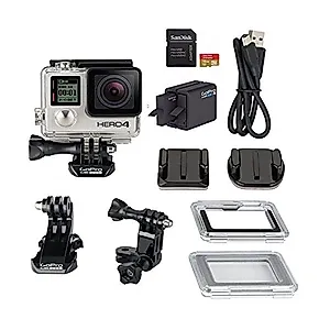 GoPro HD Hero4 Silver Action Camcorder with Dual Battery Charger and 16GB MicroSD Card