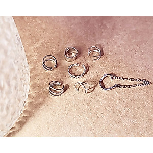 MASCOROMI Ear Cuffs for Women Non Piercing, 7pcs 925 Sterling Silver Ear Cuffs Set, Helix Minimalist Fake Cartilage Cuff Earring (Silver-01)