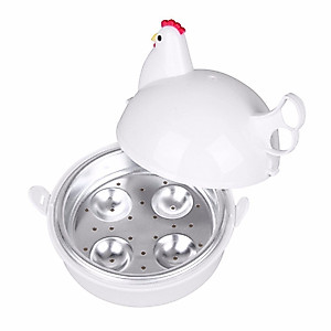 Generic Egg Steamer, Chicken Shape Microwave Egg Maker, Egg Scrambler with 4 Eggs Capacity | Eggs Poaching Tray Gadget, Egg Boiler Steamer Tool for Hard Boiled Eggs Poached Eggs Scrambled Eggs