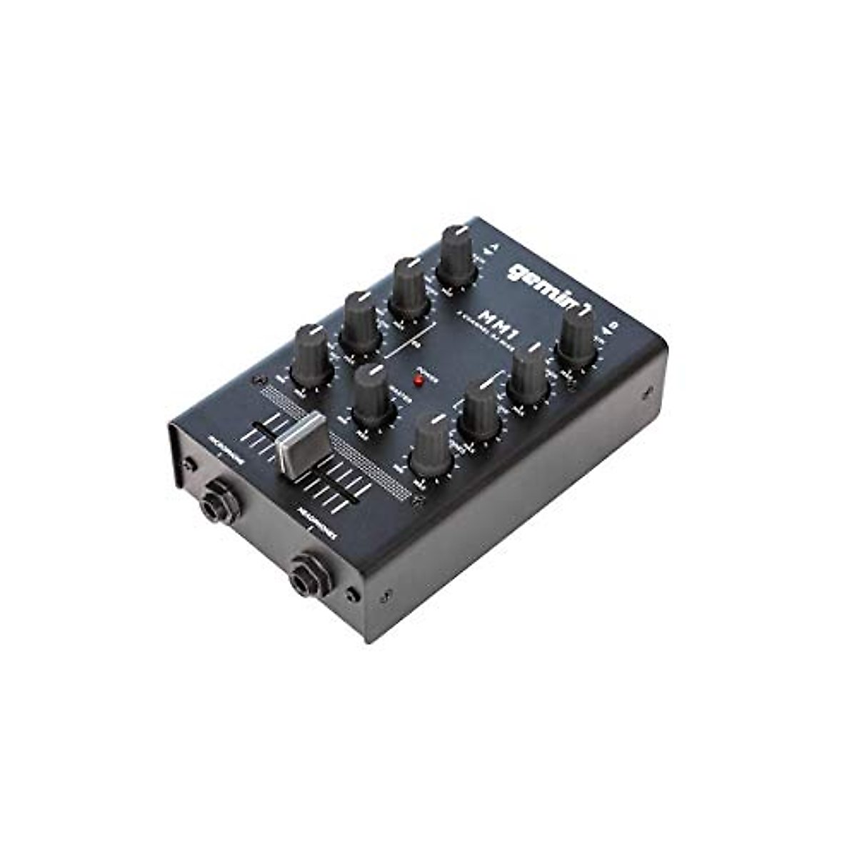 Gemini Sound MM1 Professional Audio 2-Channel Dual Mic Input Stereo 2-Band Rotary Compact DJ Podcast Mixer with Cross-Fader and Individual Gain Control