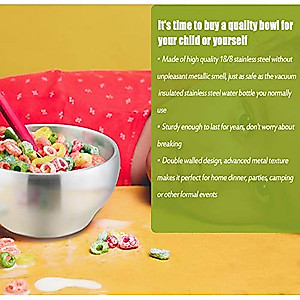 HaWare Heavy 18/8(304) Stainless Steel Bowls(Double Walled), 12 oz Kids Toddlers Feeding/Soup/Snacks Bowls, Unbreakable and Dishwasher Safe(4 Pack)