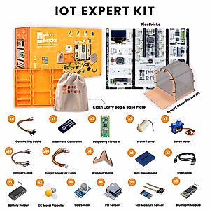 Picobricks Raspberry Pi Pico W Starter Kit with 12 Detachable Sensors and Extensive Learning Guide, Raspberry Pi Kit, Raspberry Pi Starter Kit, DIY Coding Kit