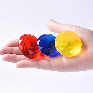 Diving Gem Pool Toy 6 Big Colorful Diamonds Set with Treasure Pirate Box Summer Swimming Toys Dive Throw Underwater for Use Treasures Gift Sets (golden)