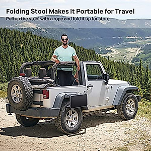 Ollieroo Metal Folding Step Stool, Wide One Step Stool with Non Slip Rubber Platform, 7 inch One Step Ladder, Max Load 330 lbs for Adults Kids, Portable Foot Stool for Kitchen Bedroom（Grey）