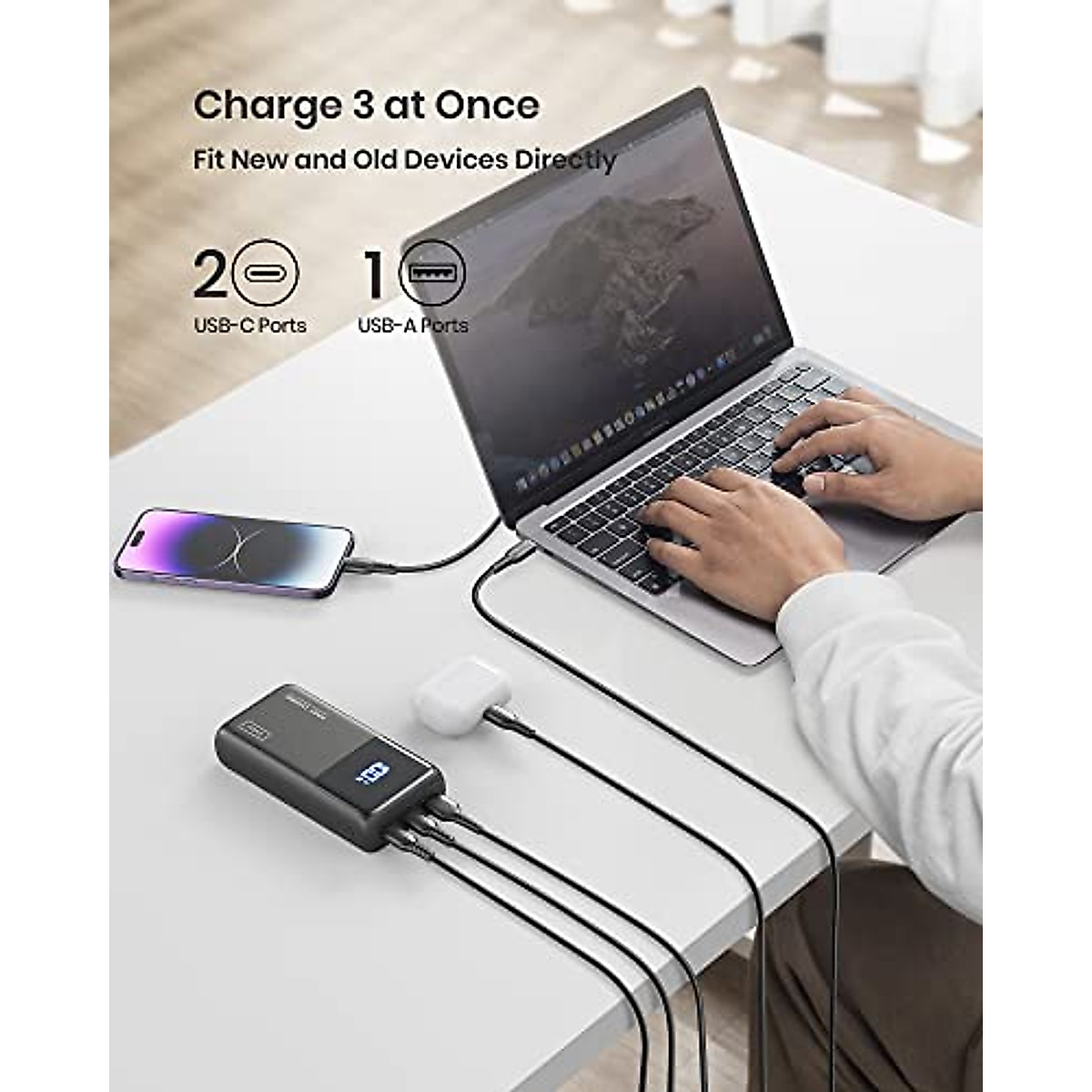 INIU Power Bank, 25000mAh 65W USB C Laptop Portable Charger, PD QC Fast Charging 3-Output External Battery Pack for Laptop MacBook Dell XPS iPad Tablet Steam Deck iPhone 14 13 Samsung S22 Google, etc