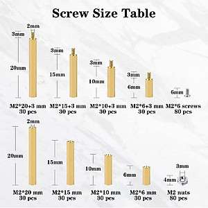 Csdtylh 400Pcs M2 Motherboard Standoffs&Screws&Nuts Kit, Hex Male-Female Brass Spacer Standoffs, Laptop Screws for DIY Computer Build, Electronic Projects, Raspberry Pi, Circuit Board etc.