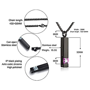 YOUFENG Urn Necklaces for Ashes Birthstone Cube Urns for Human Ashes Memorial Cremation Urn Locket Keepsake Ashes Jewelry (February)