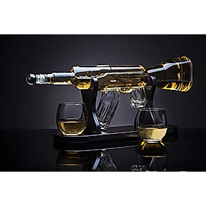 Gifts for Dad, Whiskey Gifts for Men, Whiskey Decanter Rifle with 2 Whiskey Glasses, Whiskey Decanter Set for Liquor, Scotch, Bourbon Vodka, Gifts for Men