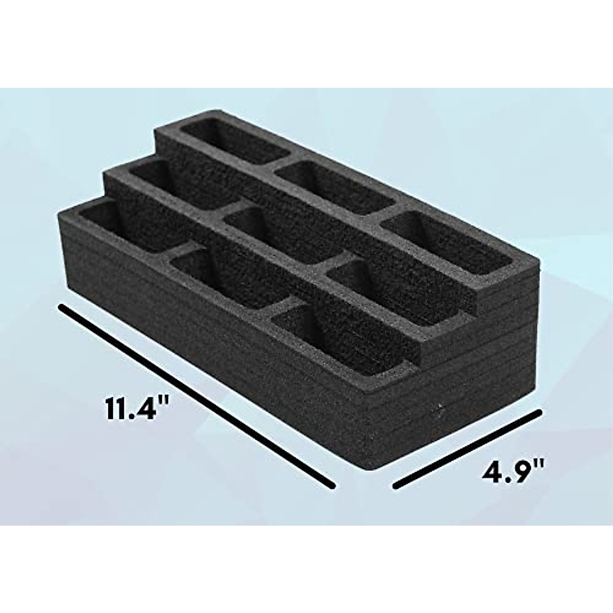 Polar Whale 4 Compact Organizer 3-Tier Stands Premium Durable Black Foam Tray Washable Waterproof Insert Storage for Home Bathroom Bedroom Cosmetic 11.4 x 4.9 x 3 Inches 9 Compartments