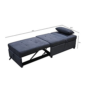 TRIPLE TREE Sleeper Sofa Bed,Convertible Pull Out Single Sleeper Bed with Adjustable Backrest,Multi-Function Futon Sofa Couch for Compact Space, Bonus Room, Studio, Office,Dark Gray