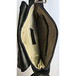 LaGaksta Ashley II Italian Soft Leather Shoulder Crossbody Bag -Black,Small