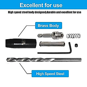 22Pcs Center Drill Bit Set,Self Centering Hinge Tapper Core Hole Puncher 5/64'' 7/64'' 9/64'' 11/64'' 13/64'' 5mm 1/4'' & 1 Pcs Hex Key & 10 Pcs Replacement Drill Bits +1 Center Punch
