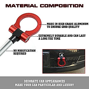 Xotic Tech JDM Sport Track Racing Style CNC Aluminum Screw-on Tow Hook Front Rear Bumper Compatible with BMW 2 3 4 5 Series X1 X3 X4 X5 IX3 Z4 or Mini Cooper F55 F56 R60 R61 (Red)