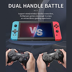 Topoo X70 Handheld Arcade Game Console 7 Inch with 5700 Games, 64G Retro Portable Game Console Red Blue