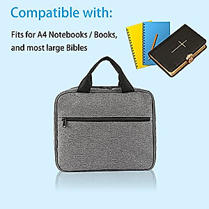 Large Bible Cover,Bible Case,Bible Covers for Women,Bible Cover for Men,Bible Book Cover Bible Bag with Handle & Pocket Study,Bible Case for Women Men Father Kids.Bible Cover Case.Gray