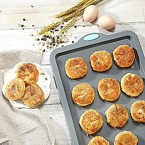 To encounter Silicone Baking Pans Set, 4 Pieces Nonstick Bakeware Set with Baking Pans, Baking Sheets, Cookie Sheets, Cake Pan with Metal Reinforced Frame More Strength, Light Grey