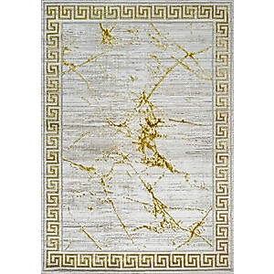 GLORY RUGS Area Rugs Marble 5X7 Cream Gold Carpet Modern Abstract Rug Living Room Dining Bedroom Rug