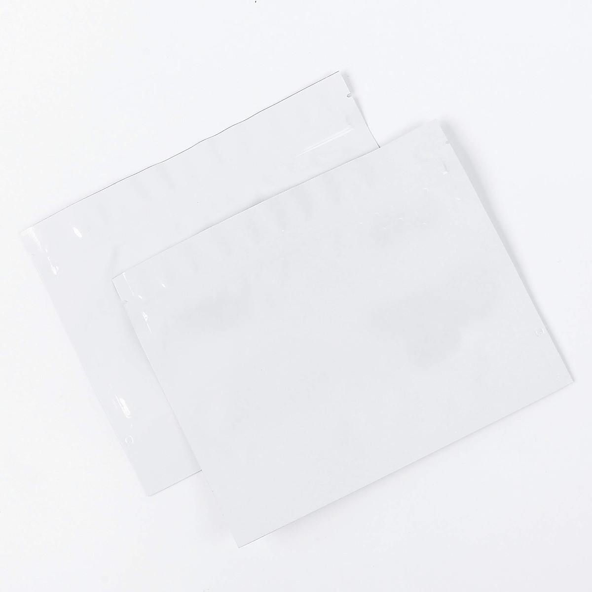 QQ Studio Pack of 100 Double-Sided Glossy Wide Mouth Smell Proof Stand Up Resealable Pouch Bags (Glossy White, 8.25x6.5" (7oz))