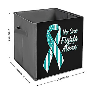 Cervical Cancer Awareness Flag Storage Bins Cubes Foldable Fabric Organizers with Handles Clothes Bag Book Box Toys Basket for Shelves Closet 10.6"