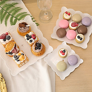 PowerKing 3 Tier Cupcake Stand Cake Stand - Plastic Tiered Serving Tray for Desserts, Candy, and Treats - Perfect for Wedding, Birthday, Tea Party (White,2Pack, Square)