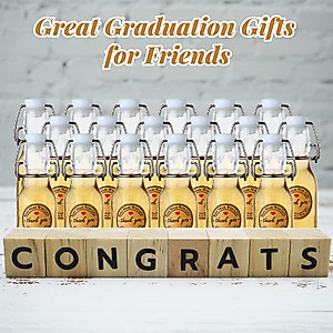 Queekay 20 PCS Mini Flip Top Glass Bottle with Stoppers Decorative Swing Top Bottles Small Glass Bottles with Lids Kraft Adhesive Round Stickers for Wedding Themed Party Favors(4.05 oz, 20 Pcs)