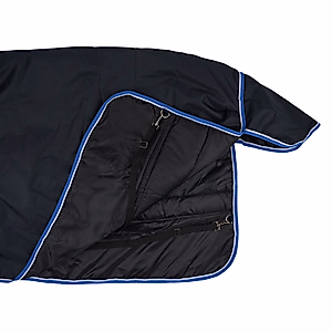 HORZE Glasgow Heavy Weight Winter Turnout (400g Fill) | Waterproof Combo Horse Blanket with Neck Cover - Dark Blue - 78 in
