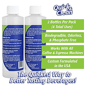 Quick & Clean 2-Pack Descaler (4 Total Uses) - Made in the USA - Descaling Solution for Keurig, Nespresso, Ninja, Delonghi, Coffee and Espresso Machines
