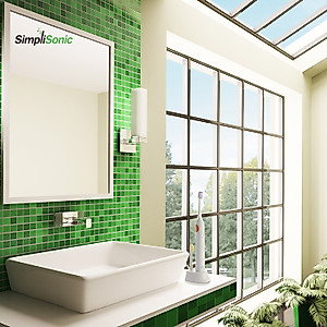 SimpliSonic Ultrasonic Rechargeable Electric Toothbrush Premium Package w/ 12 Heads (White)