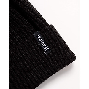 Hurley Men's Cuffed Beanie - Loose Knit Winter Hat, Size One Size, Black