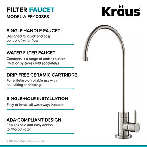 KRAUS Bolden Commercial Style Pull-Down Kitchen Faucet and Purita Water Filter Faucet Combo in Chrome, KPF-1610-FF-100CH