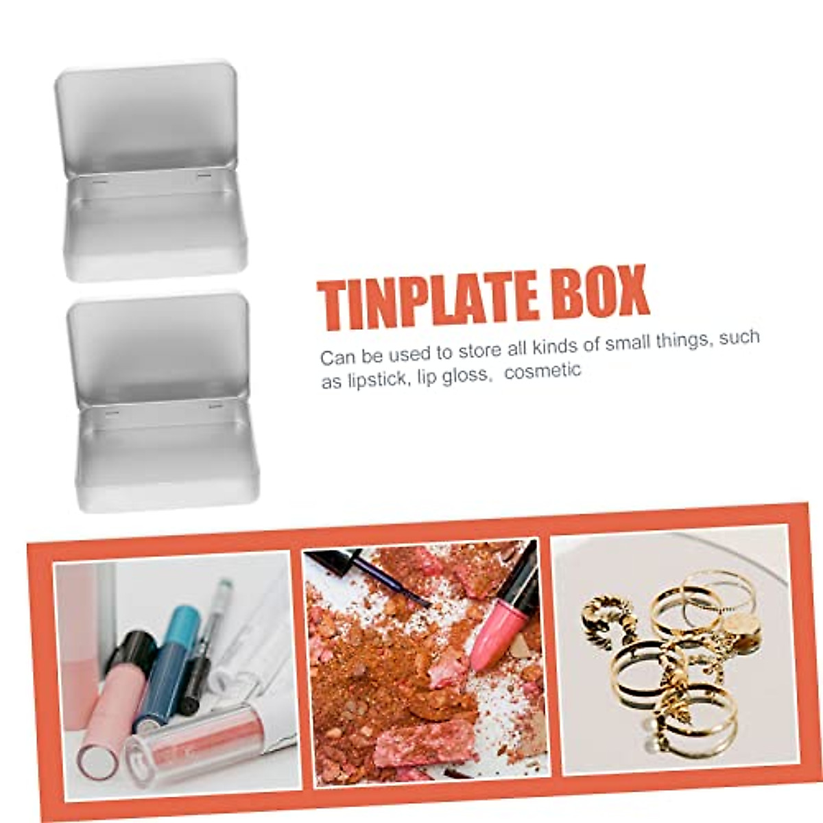 Holibanna 8 Pcs Tinplate Box Clutter Organizer Stainless Steel Containers with Lids Mini Candy Rectangular Candy Tins Gift Containers Candle Vessels Pill Clamshell Packing Box Usb