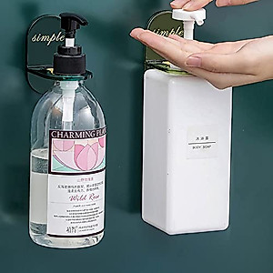 jomgeroz Wall Mount Shower Gel Bottle Holder Storage Rack Adhesive Adjustable Shampoo Hand Bottle Hanging Organizer hand hanger