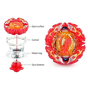 CombatGyro B-184 Launcher LR Bay Blades Toy DB B-191 Prominence Phoenix Tapered Metal Universe-10 Starter Set Grip Metal Fusion Bey Battling Tops Burst Gaming Toy Gift for Boys Age 4-7 8-12+